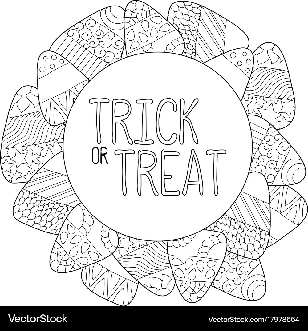 Candy Corn Halloween Coloring Page Royalty Free Vector Image