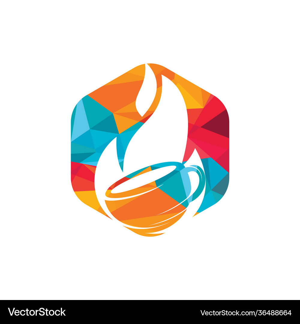Fire flame hot roasted coffee logo design Vector Image