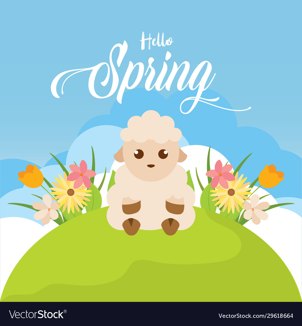 Hello spring landscape Royalty Free Vector Image