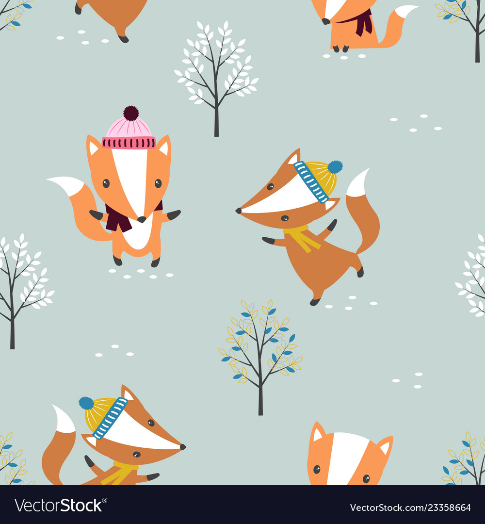 Seamless fox pattern Royalty Free Vector Image