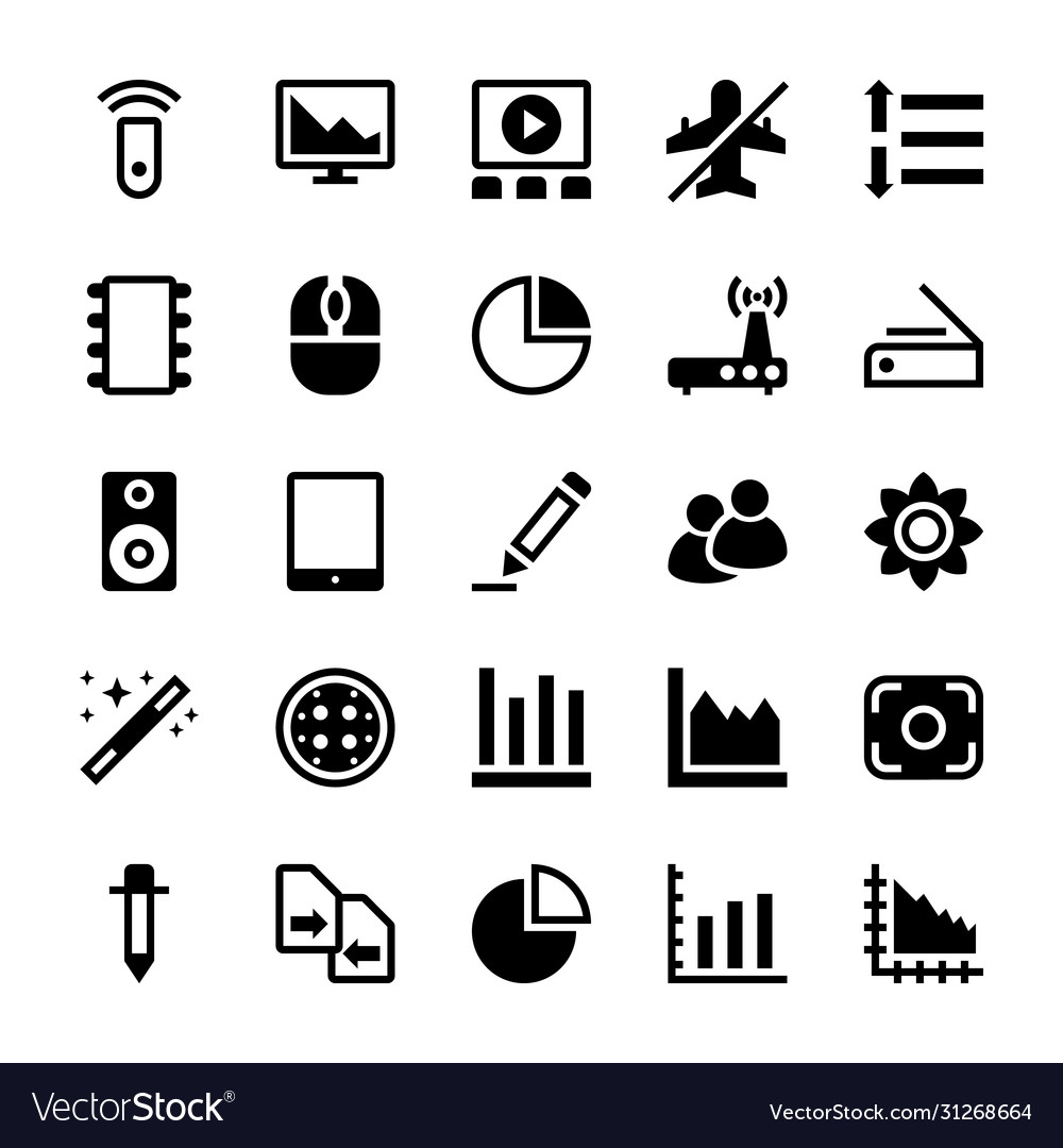 User interface glyph icons set Royalty Free Vector Image