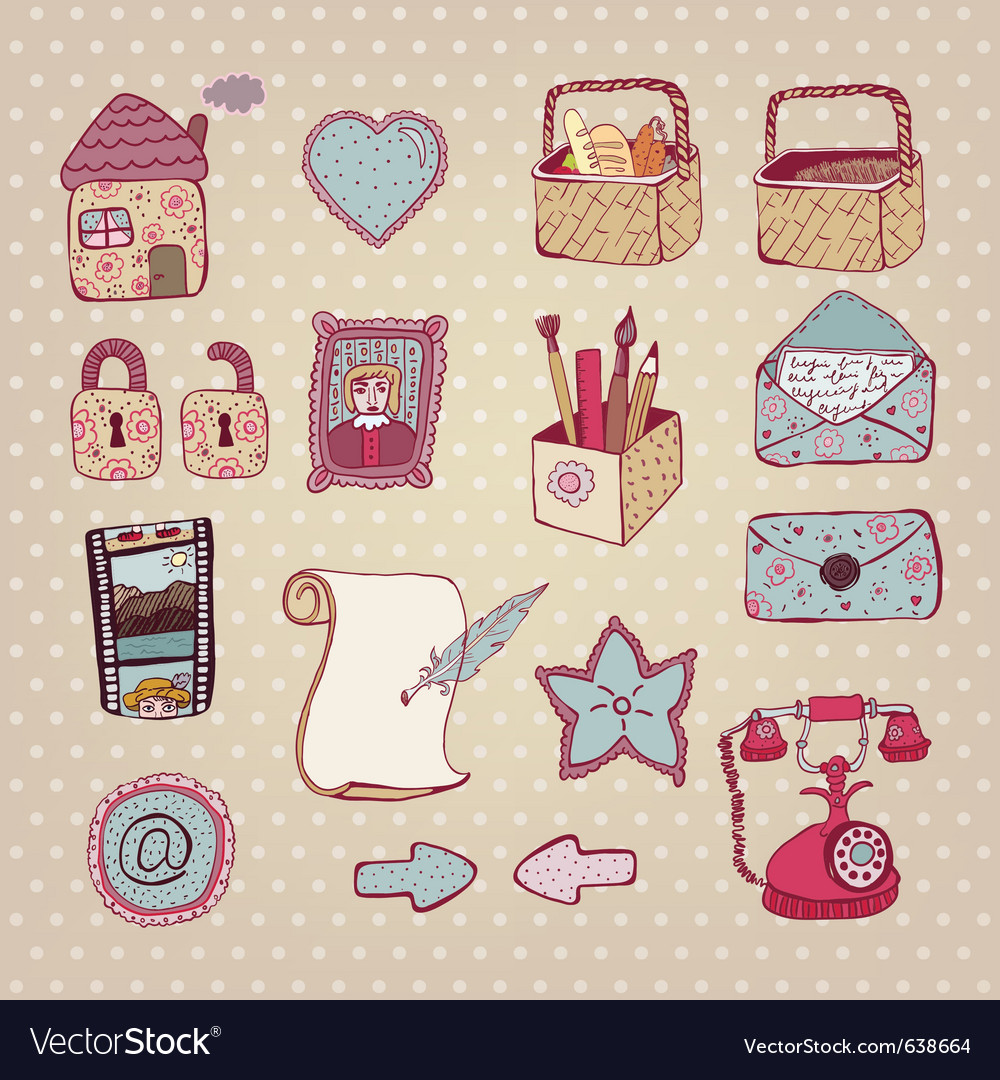 Vintage drawn objects Royalty Free Vector Image