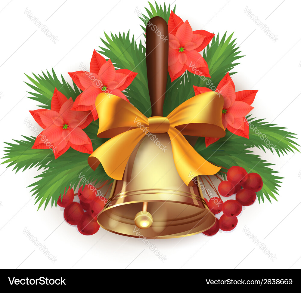 Christmas time composition with bell Royalty Free Vector