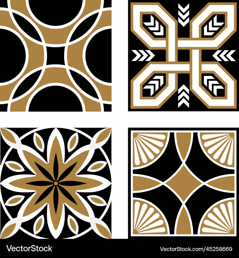 Collection of vintage ornamental tile patterns Vector Image