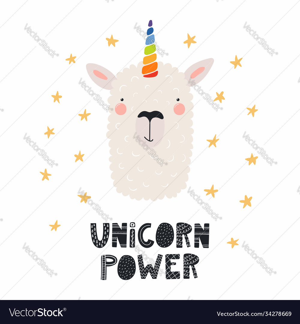 Cute unicorn llama Royalty Free Vector Image - VectorStock