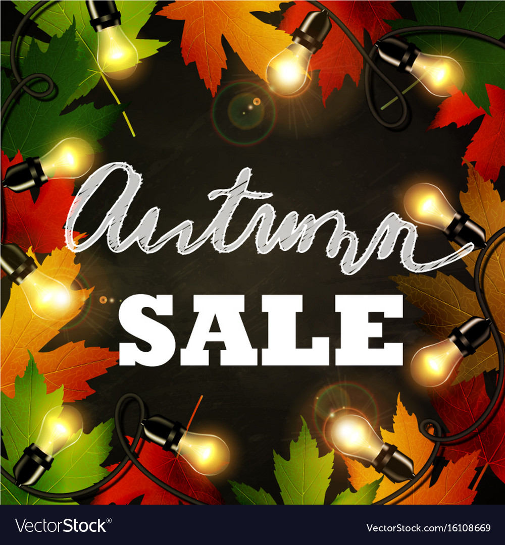 Frame autumn leaves painted on black chalkboard Vector Image