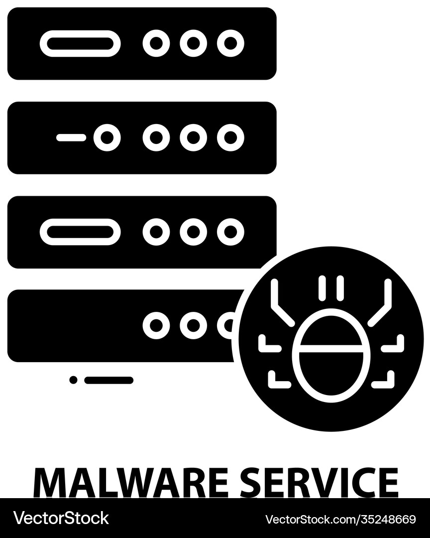 Malware service icon black sign Royalty Free Vector Image