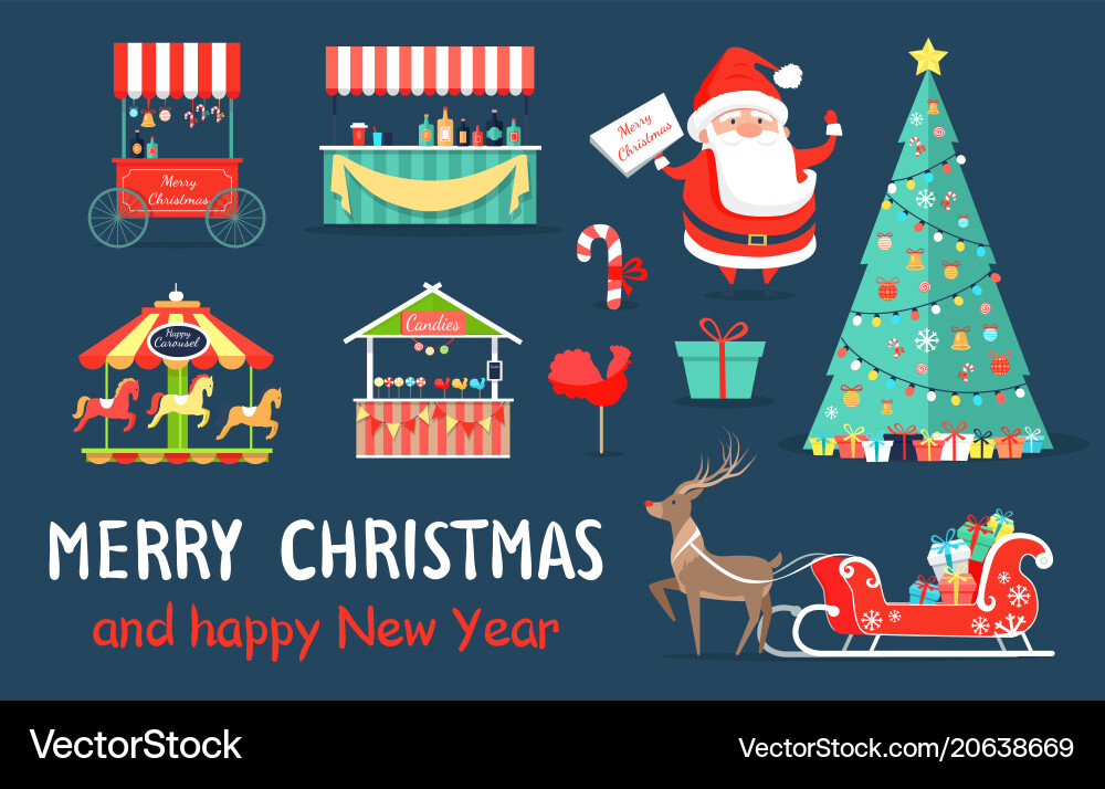 Merry christmas icons set Royalty Free Vector Image
