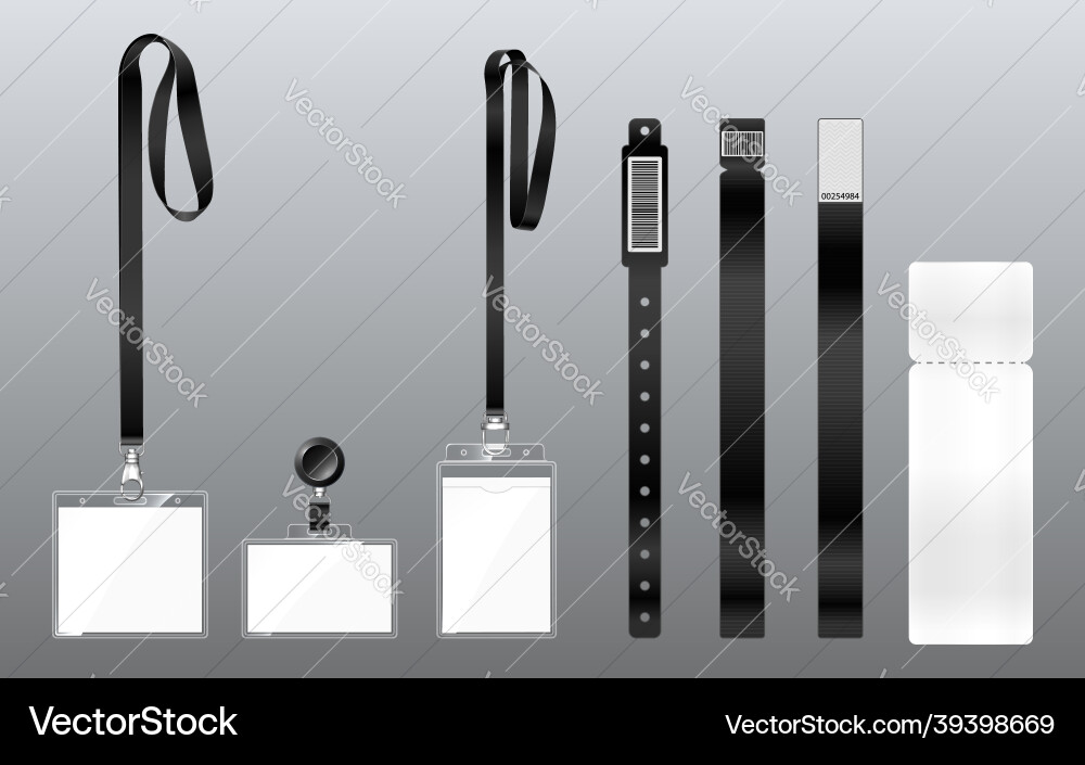 Pass ticket bracelets and badges for event access Vector Image
