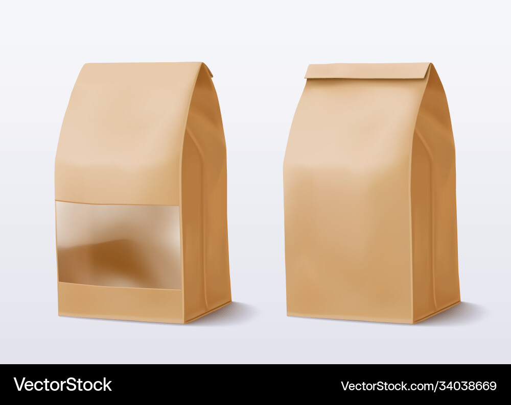Realistic paper bag with a square window Vector Image