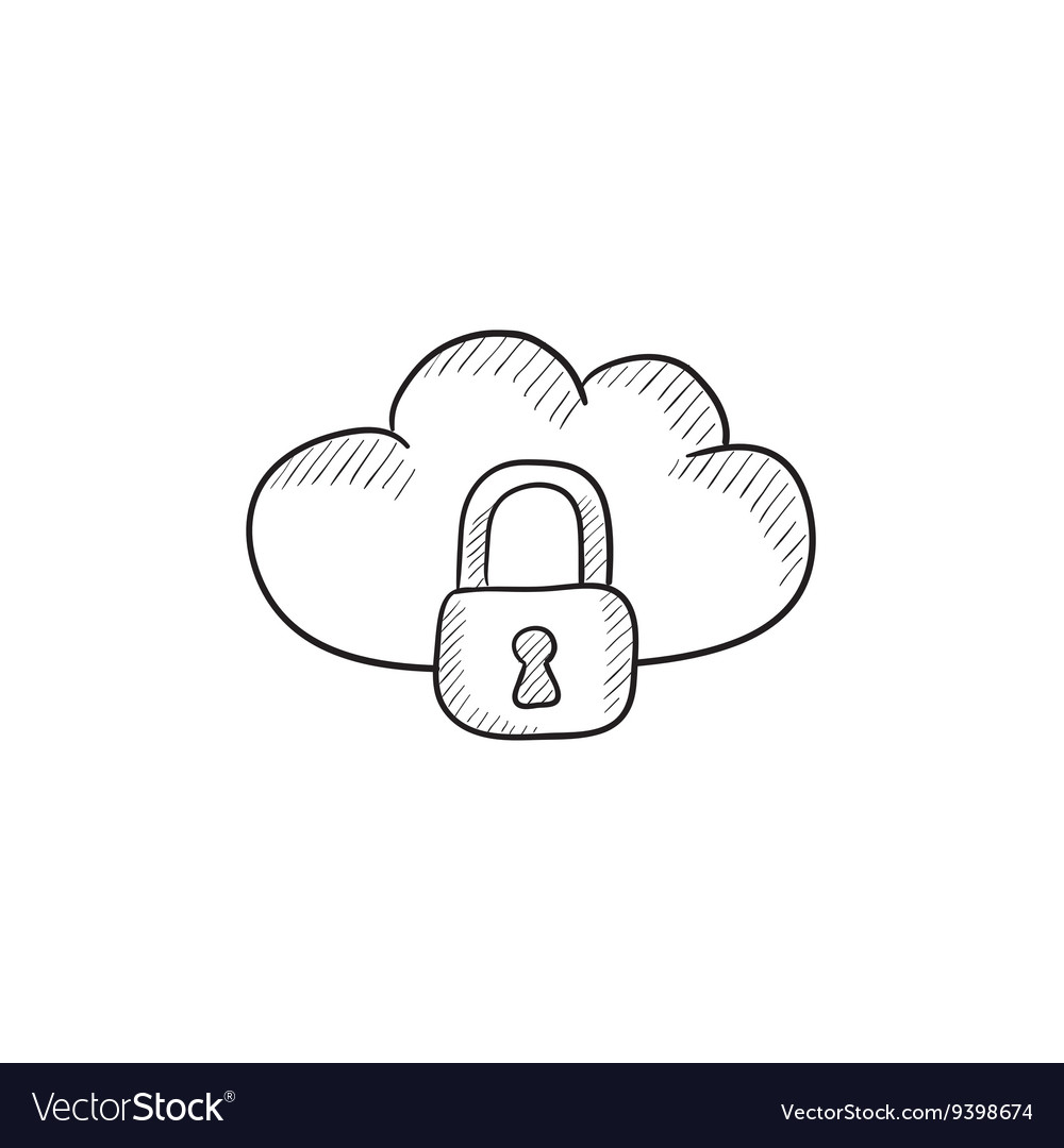 Cloud computing security sketch icon Royalty Free Vector
