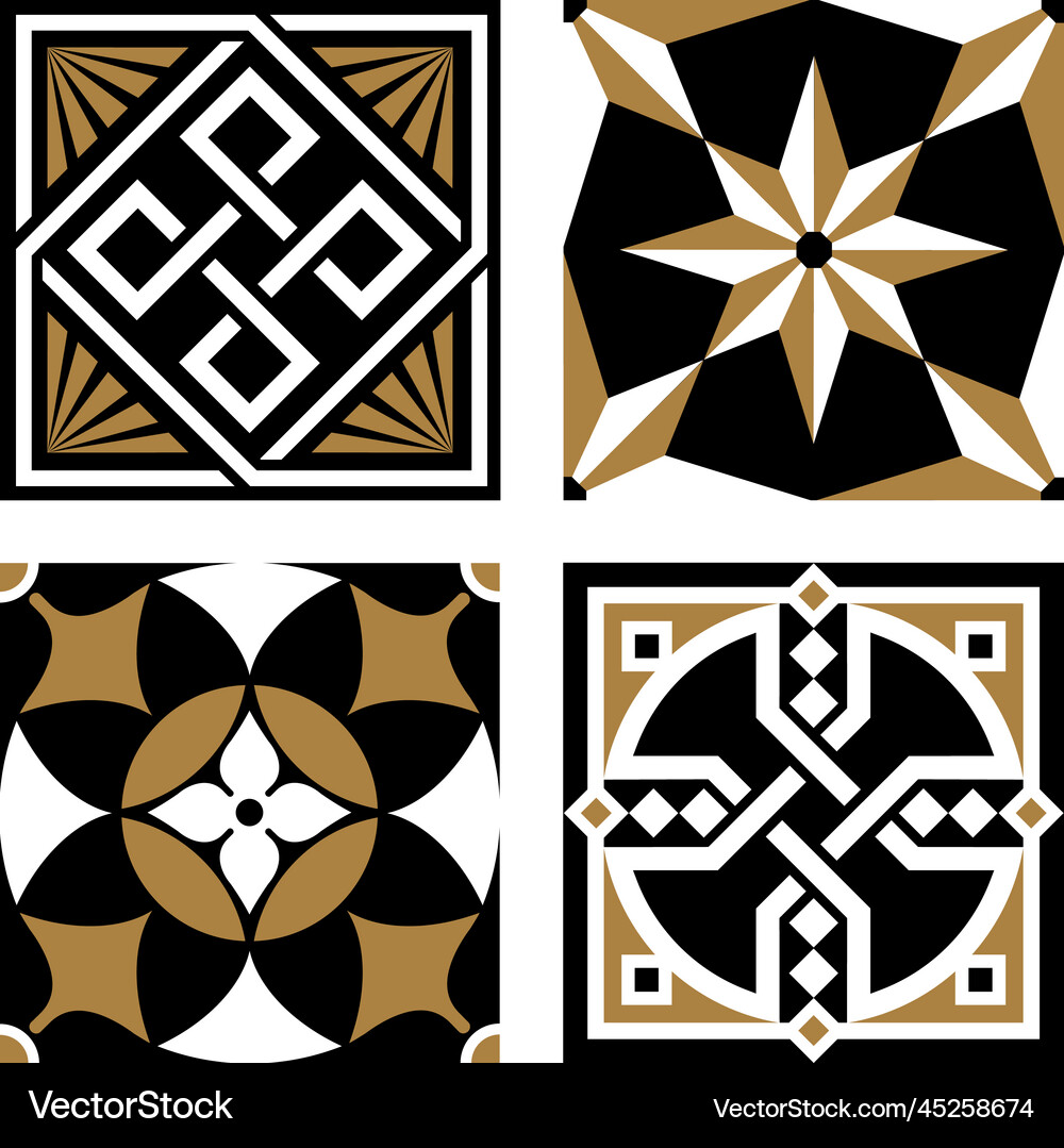 Collection of vintage ornamental tile patterns Vector Image