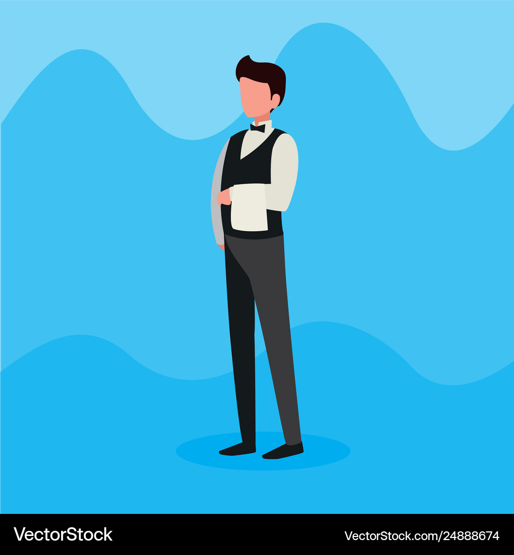 Waiter catering service character Royalty Free Vector Image