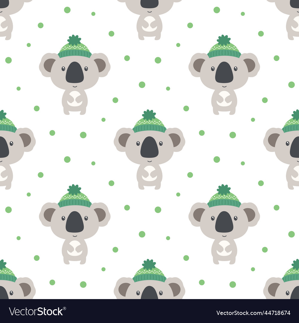 Winter seamless pattern with cartoon cute koala Vector Image