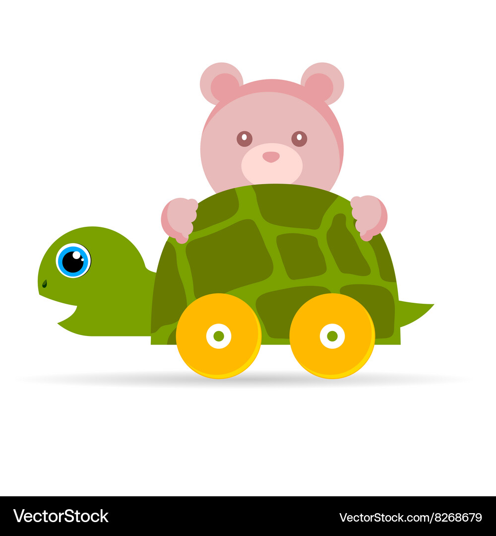 Cute Turtle with Teddy Bear Royalty Free Vector Image
