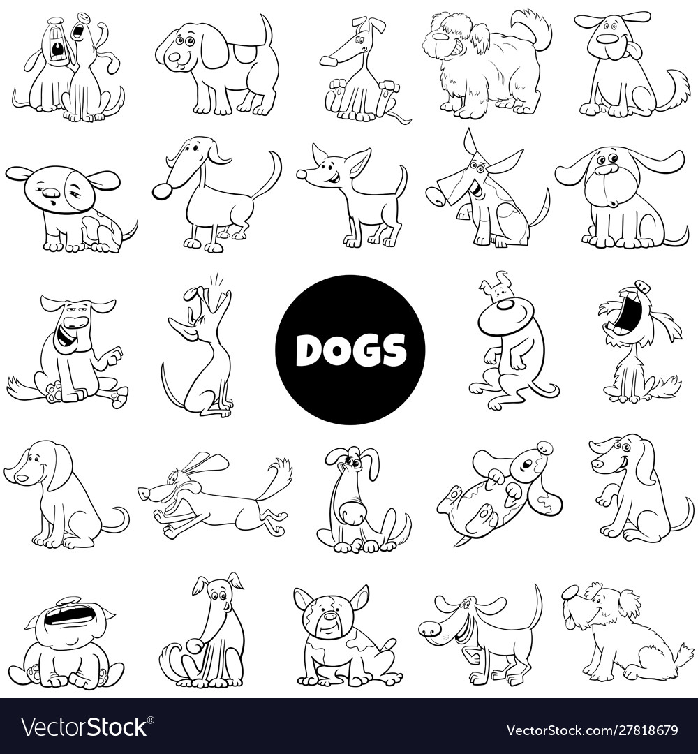 Dog and puppies characters large collection Vector Image