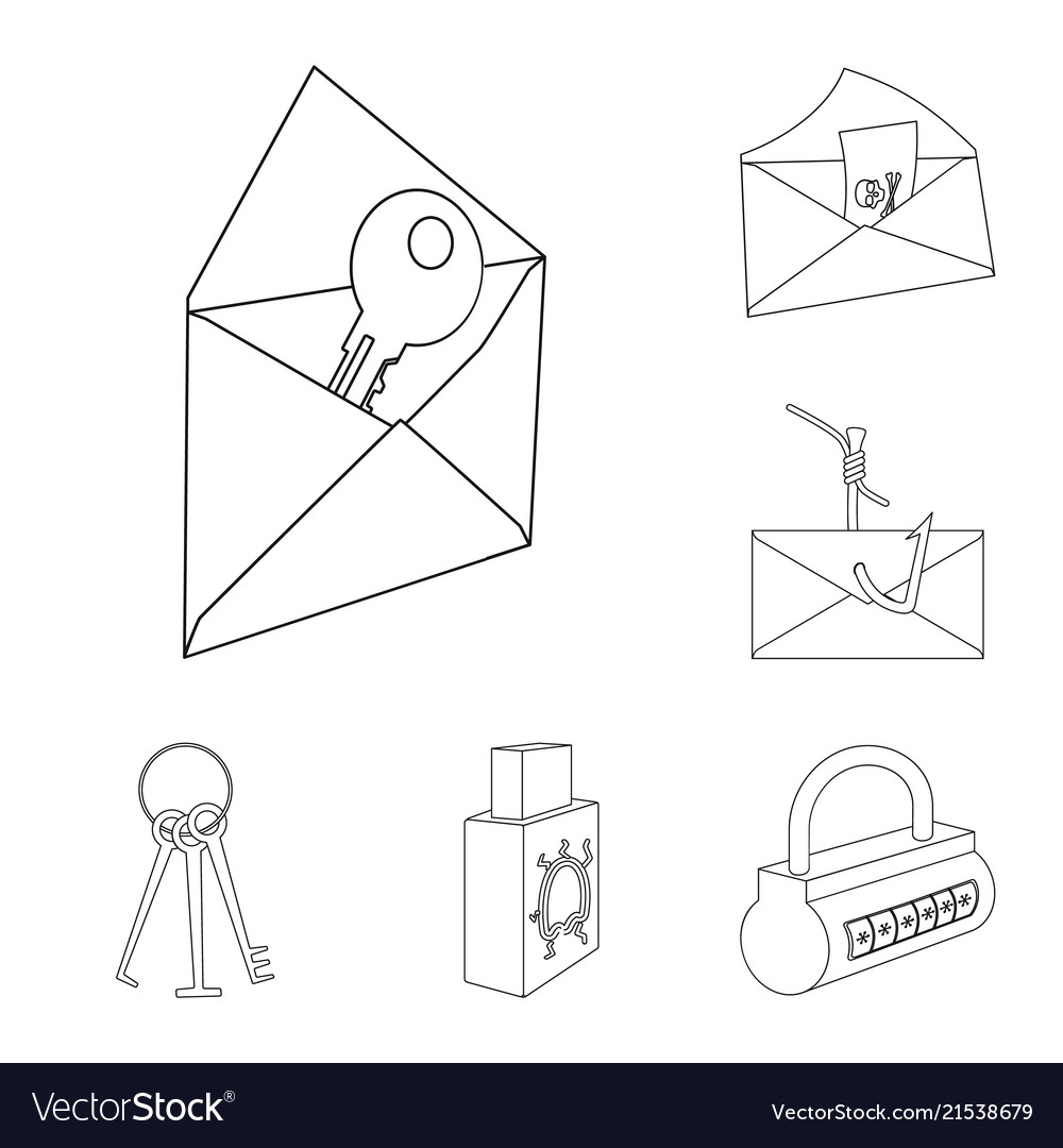 Hacker and hacking outline icons in set collection