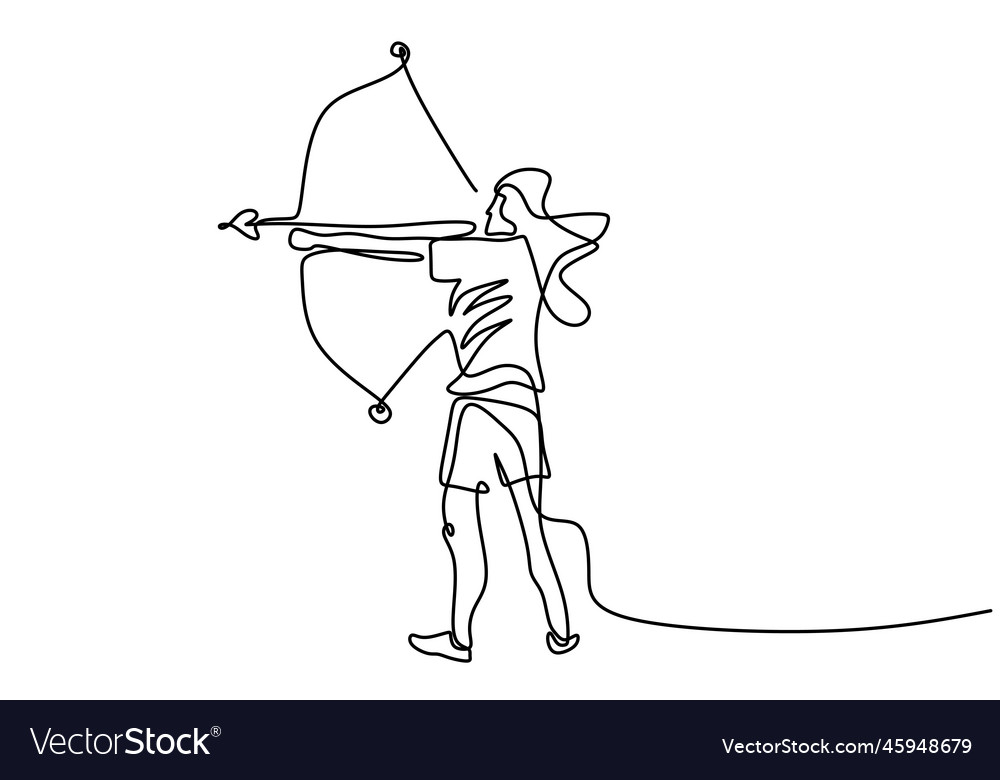 One continuous line drawing of young energetic Vector Image