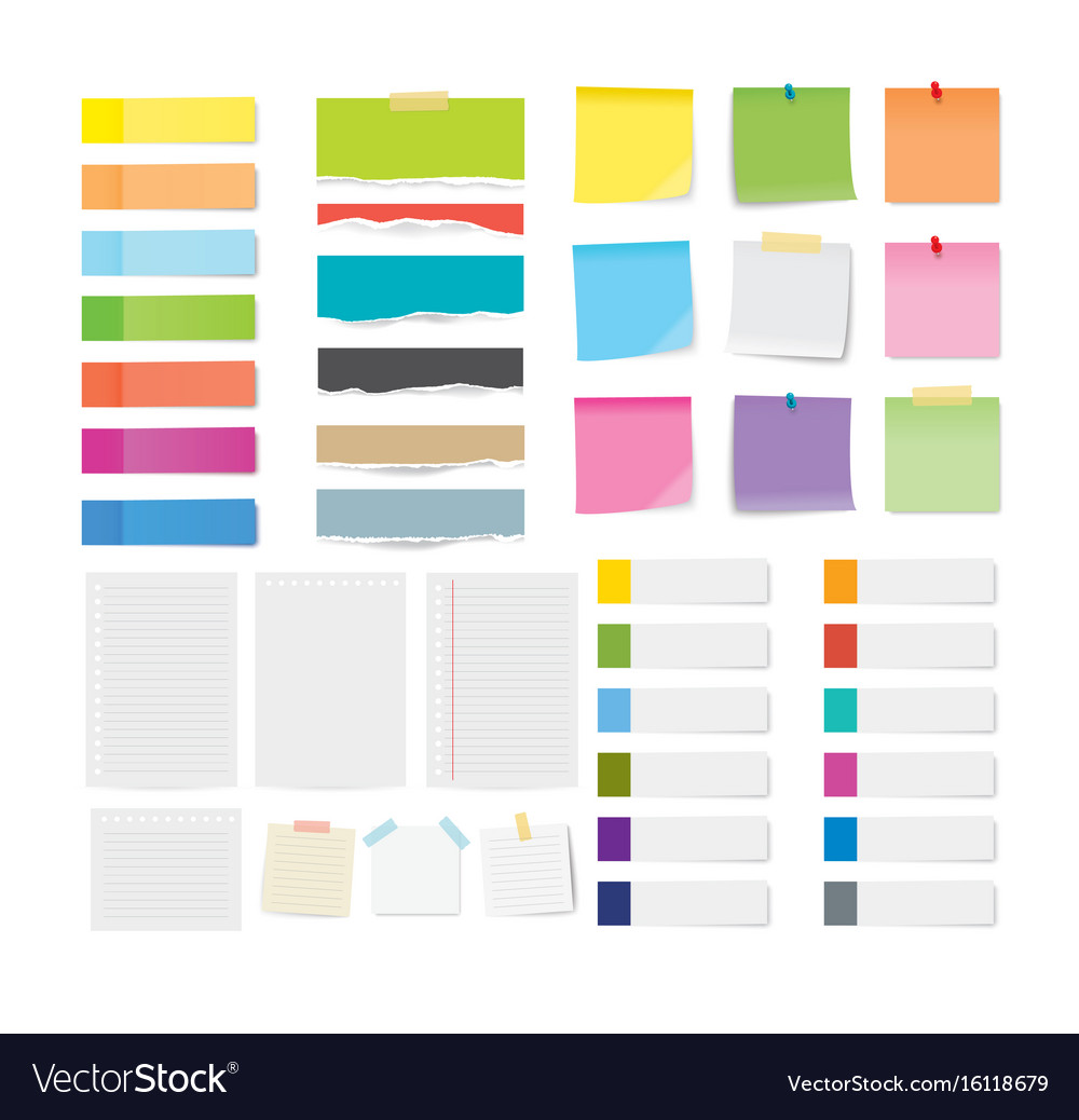 Set of sticky note and torn paper sheets isolated Vector Image