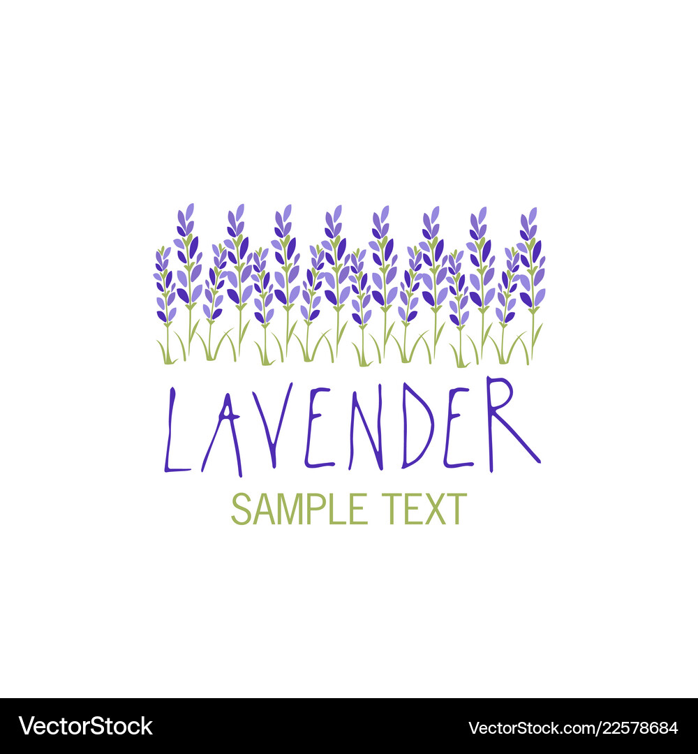 Lavender flower logo design text hand drawn Vector Image