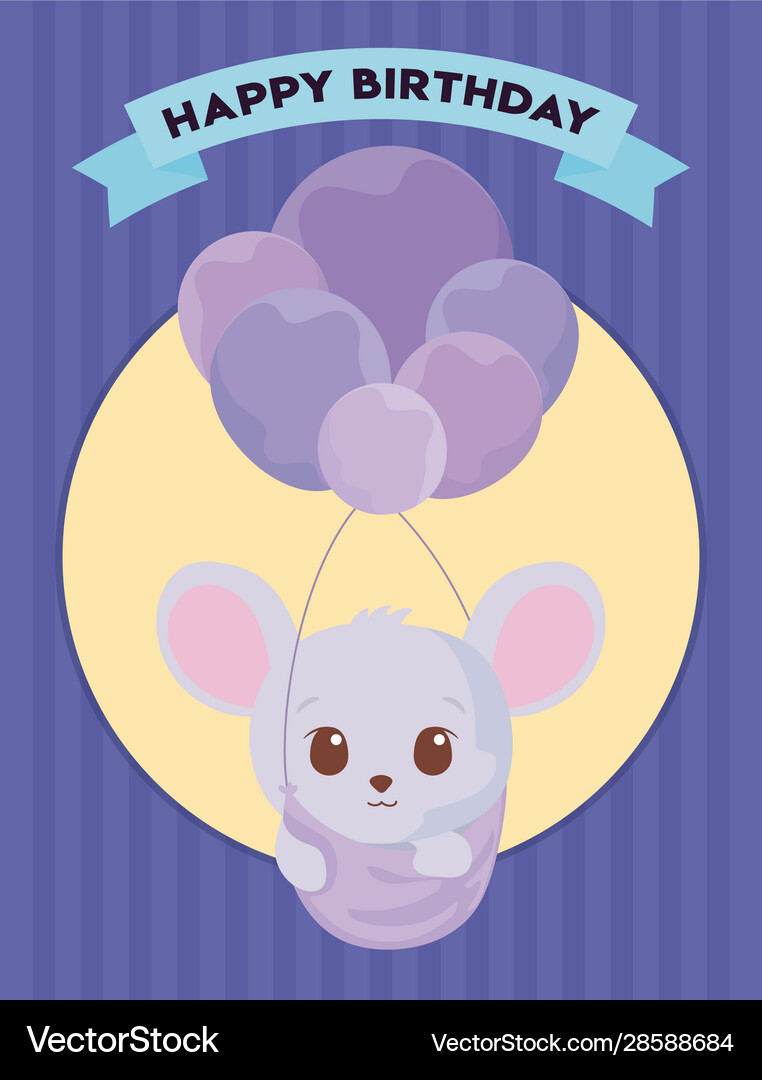 Mouse cartoon happy birthday concept Royalty Free Vector