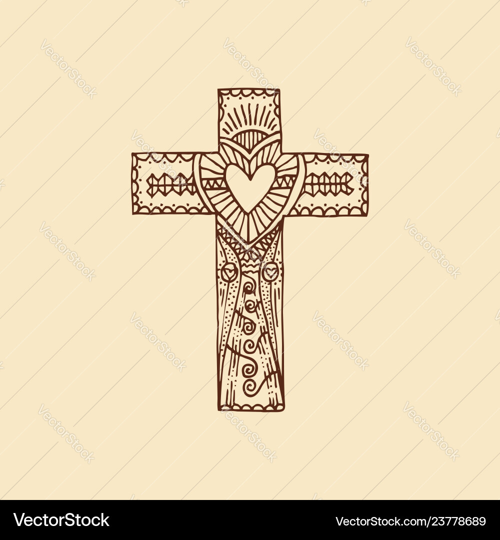Cross lord jesus christ hand drawn Royalty Free Vector Image