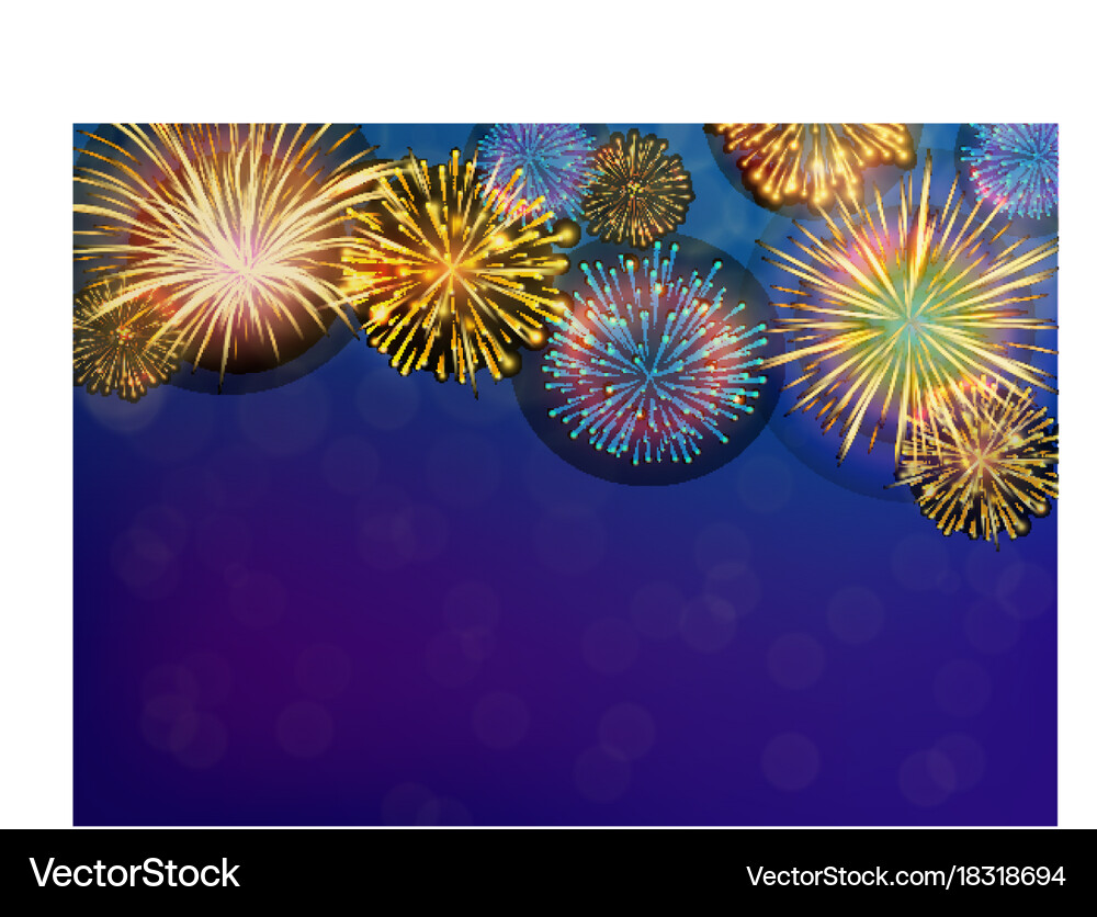 Fireworks background on twilight blue backdrop Vector Image