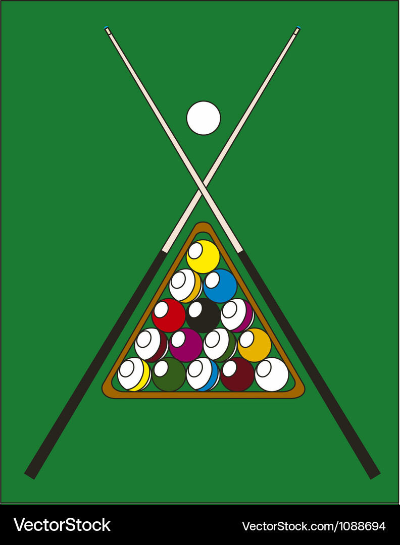 Pool Balls and Cue Royalty Free Vector Image - VectorStock