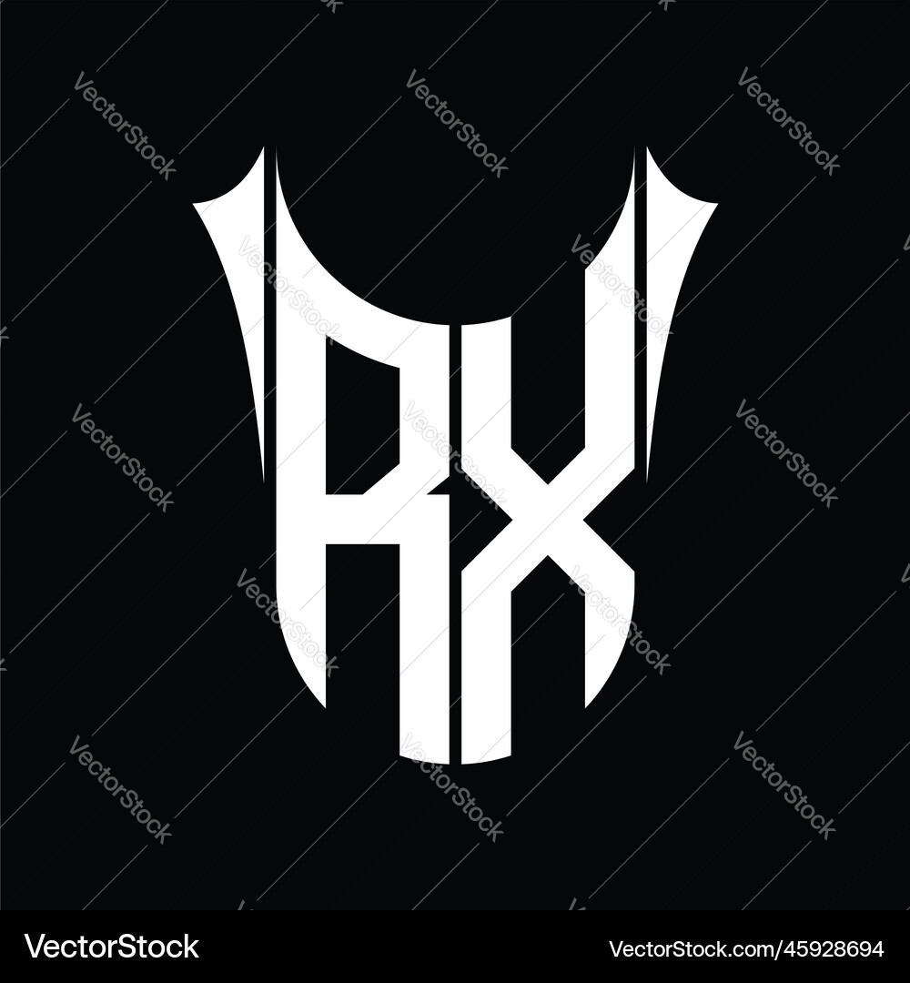 Rx logo monogram shield sharp half round shape Vector Image