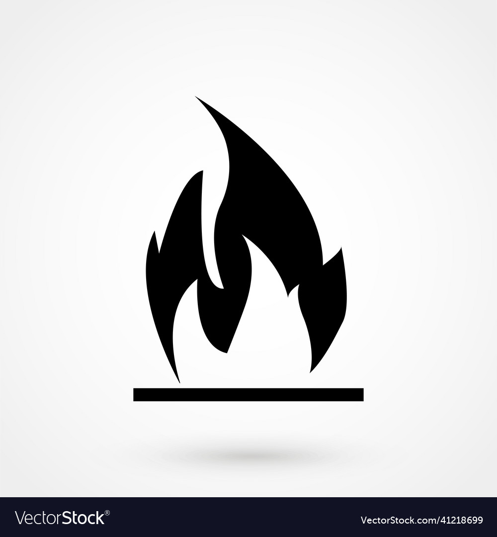 Fire flame icon black isolated on white Royalty Free Vector