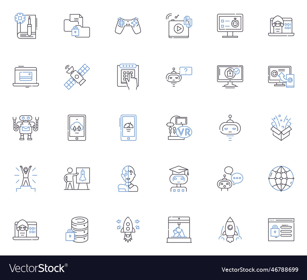 Machine system line icons collection automation Vector Image Machine system line icons collection automation Vector Image