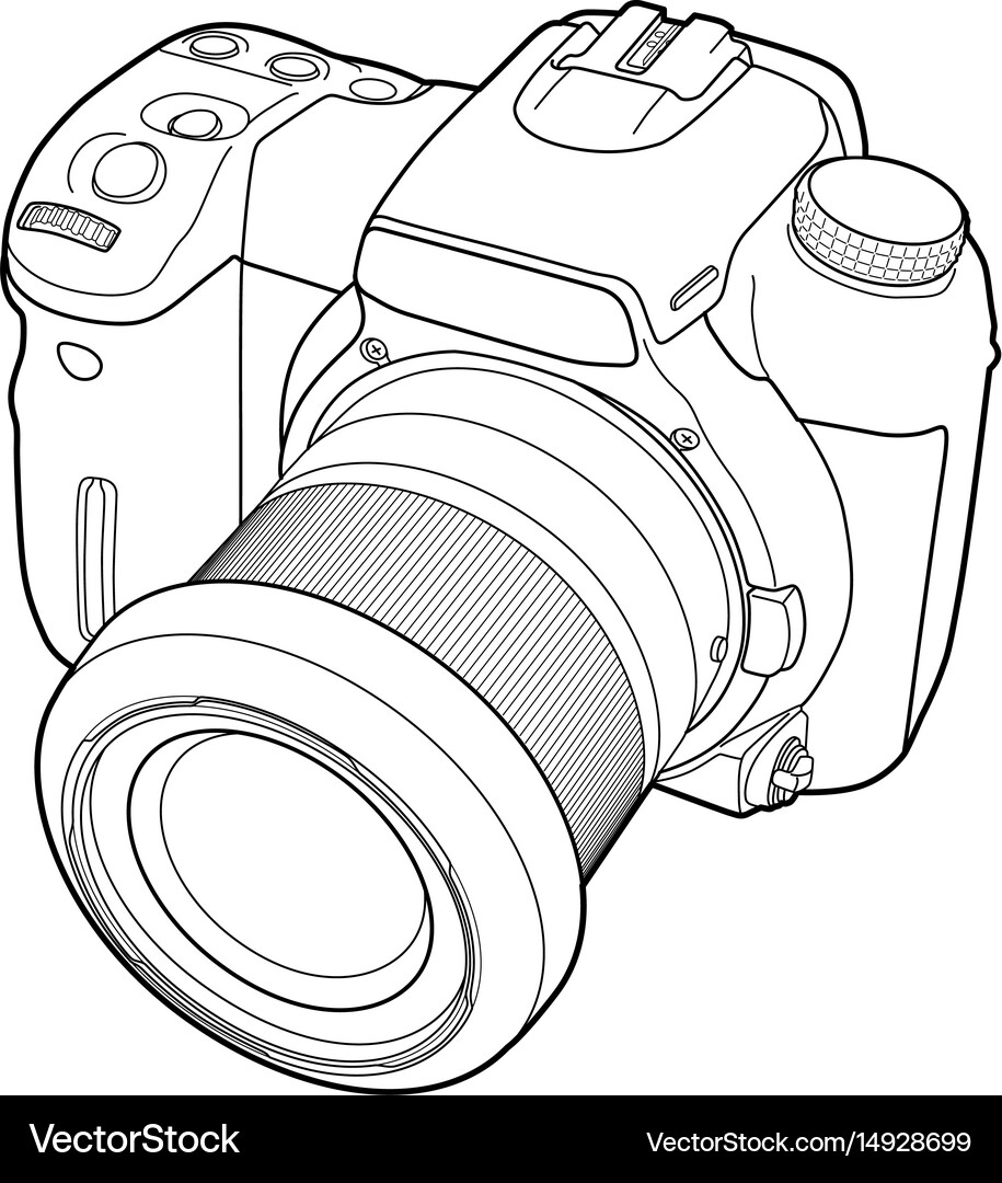 Technical Camera Drawing Royalty Free Vector Image