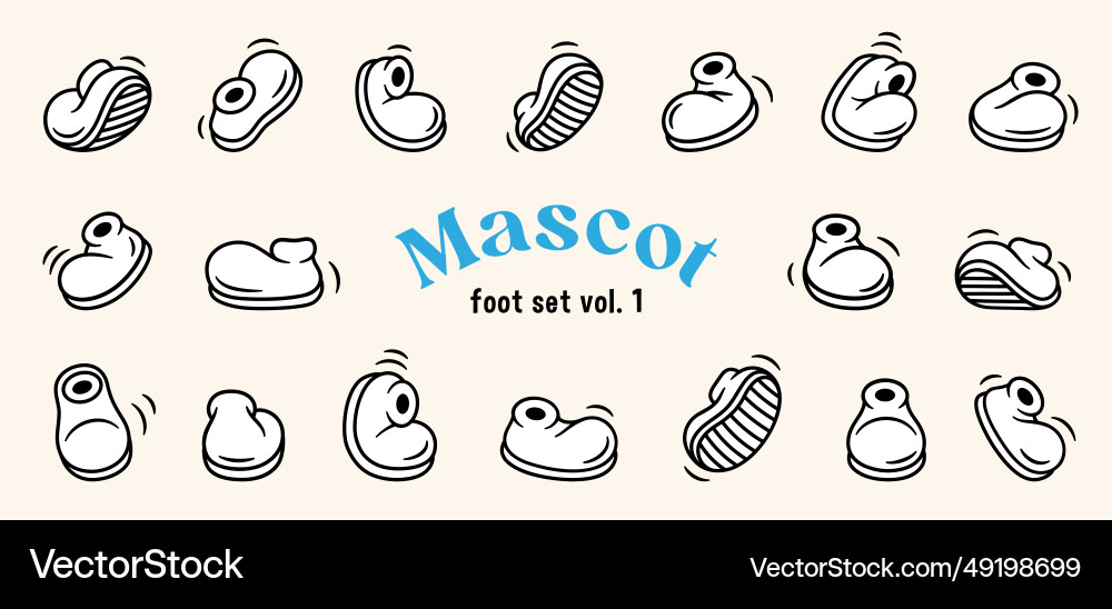 Vintage retro boot collection cartoon Royalty Free Vector