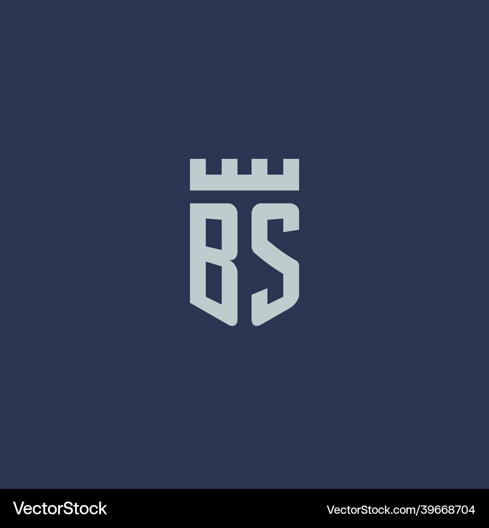 Bs logo monogram with fortress castle and shield Vector Image