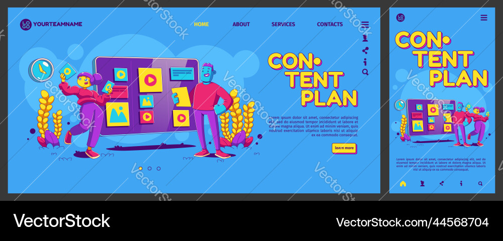 Content plan banner with people work schedule Vector Image