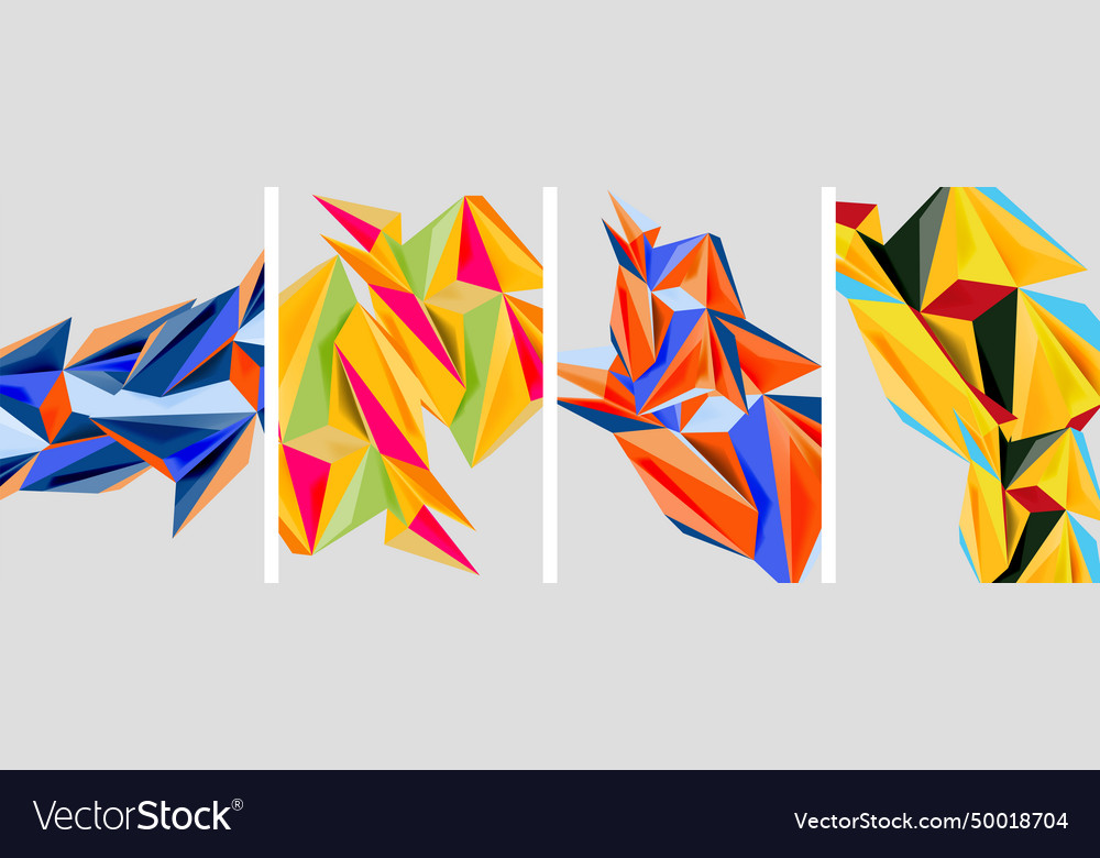 Set Of Mosaic Triangle Pattern Abstract Posters Vector Image