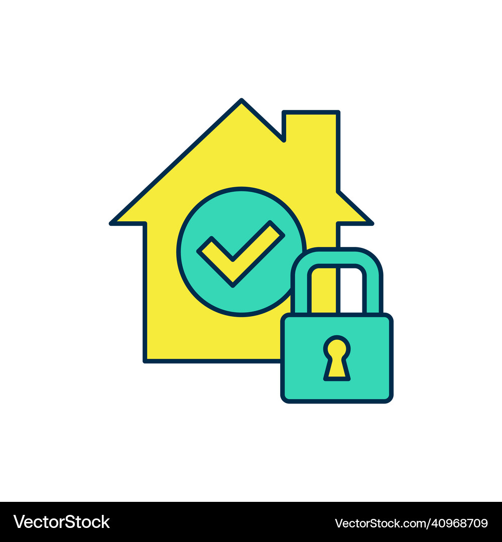 Filled outline house under protection icon Vector Image