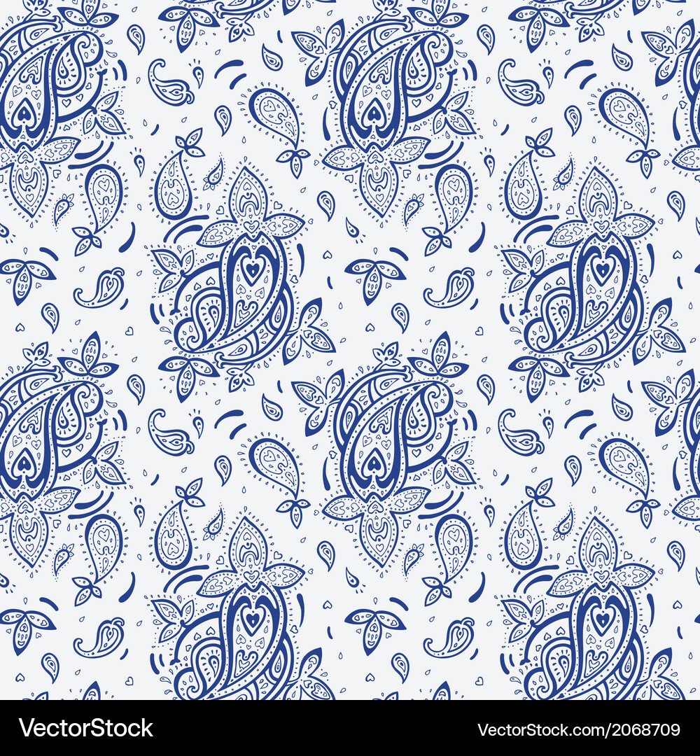 Paisley Floral Seamless Background Royalty Free Vector Image