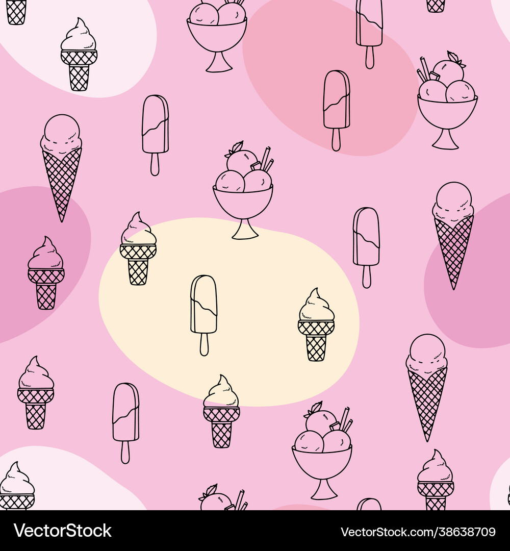 Seamless pattern hand drawn ice cream summer Vector Image