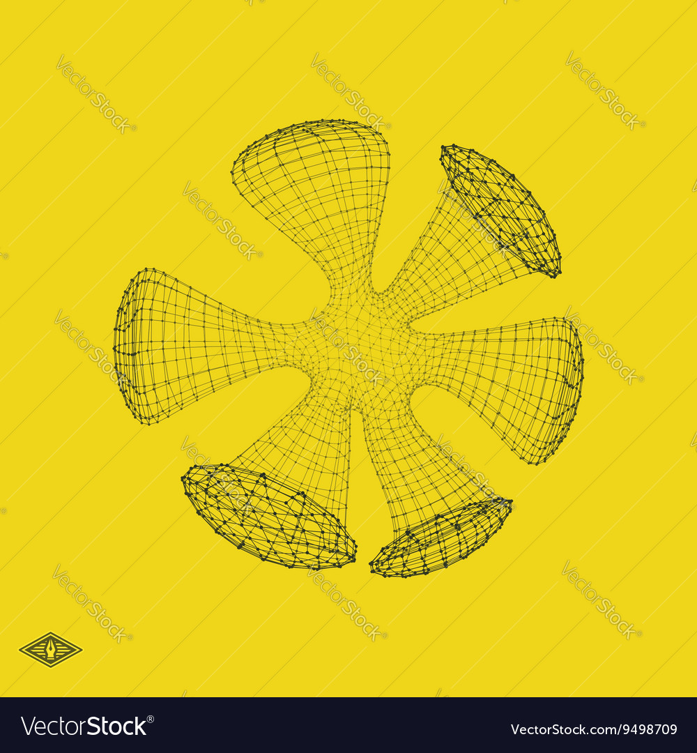 Wireframe object with lines and dots abstract 3d Vector Image
