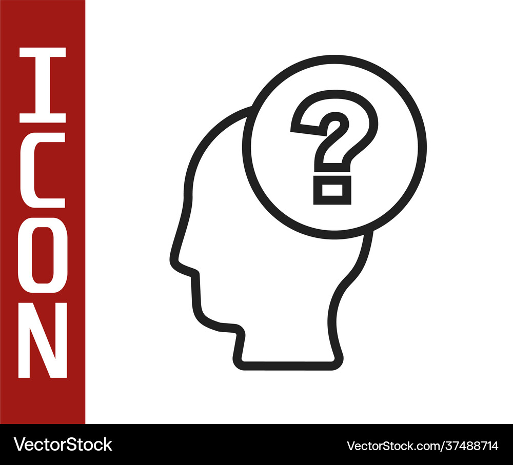 Black line human head with question mark icon Vector Image
