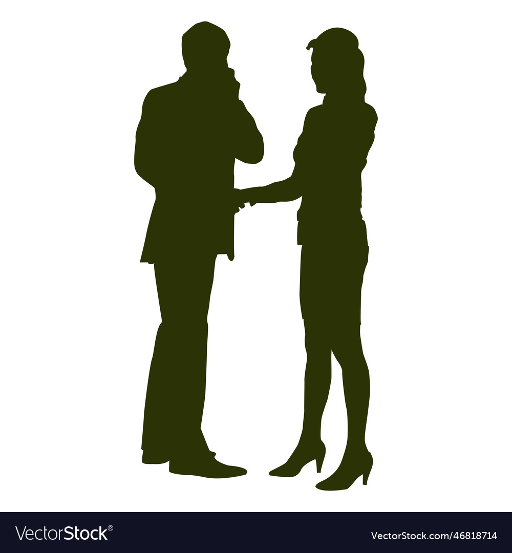 Businessman Woman Talking Silhouette Royalty Free Vector