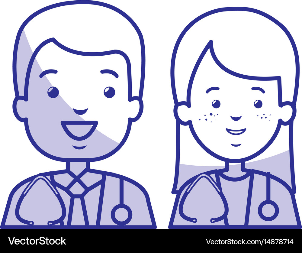 Couple doctors avatars characters Royalty Free Vector Image