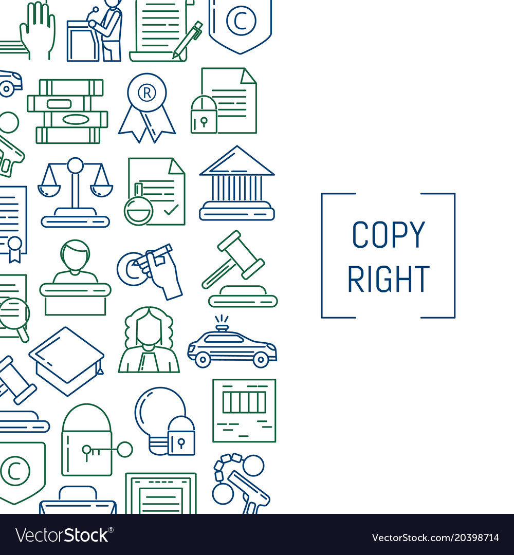 Linear style copyright elements Royalty Free Vector Image