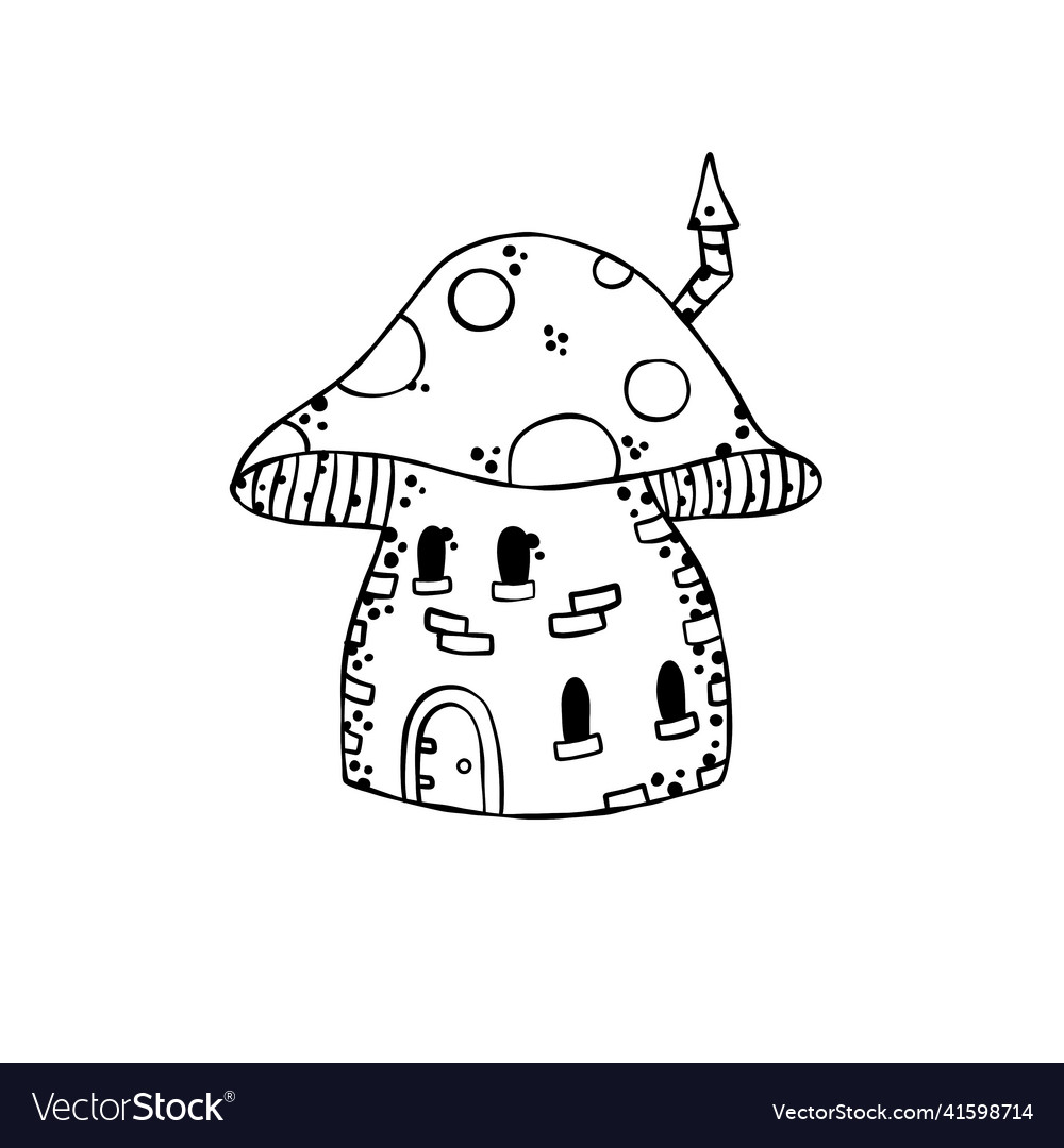 Mushroom house fairy tale children drawing Vector Image