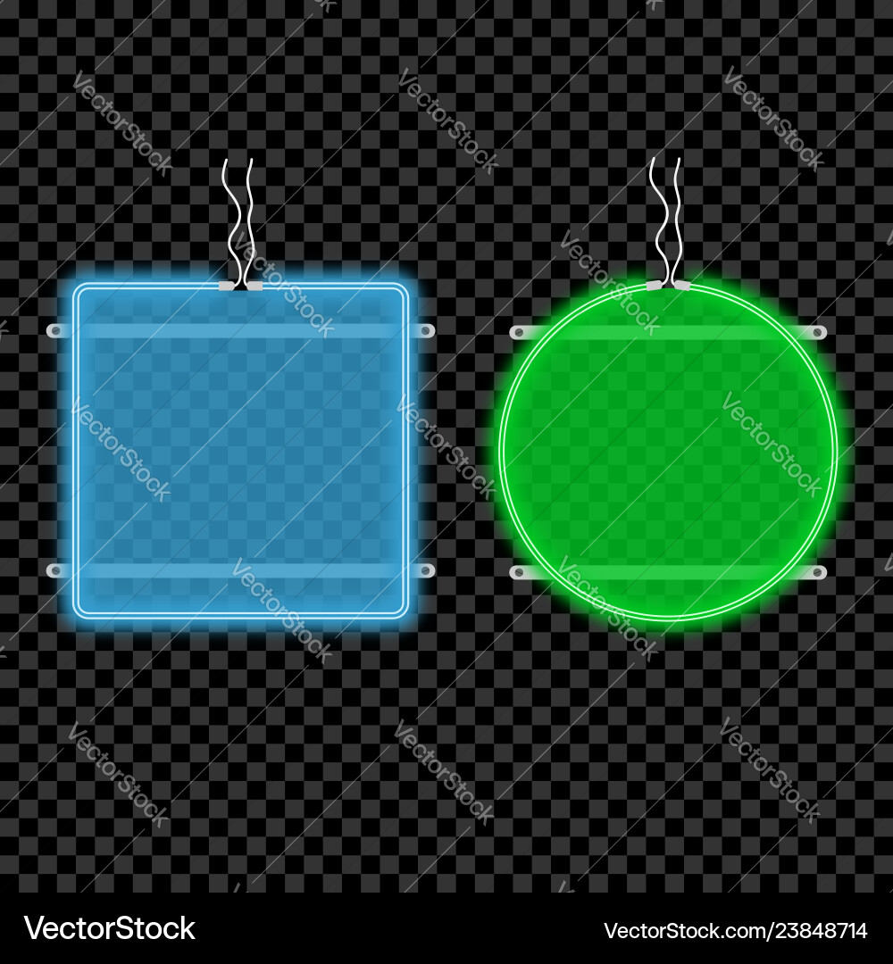 Shining neon border frame with clamp and wires Vector Image