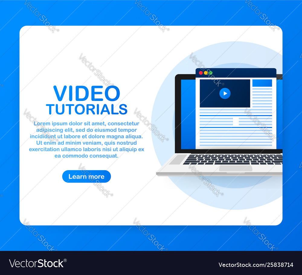 Video tutorials icon concept study and learning Vector Image
