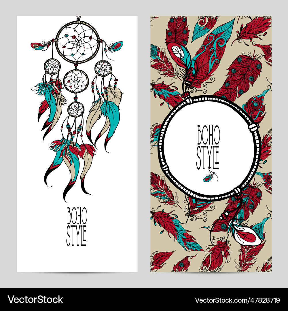 Boho style banner set style banner set Royalty Free Vector