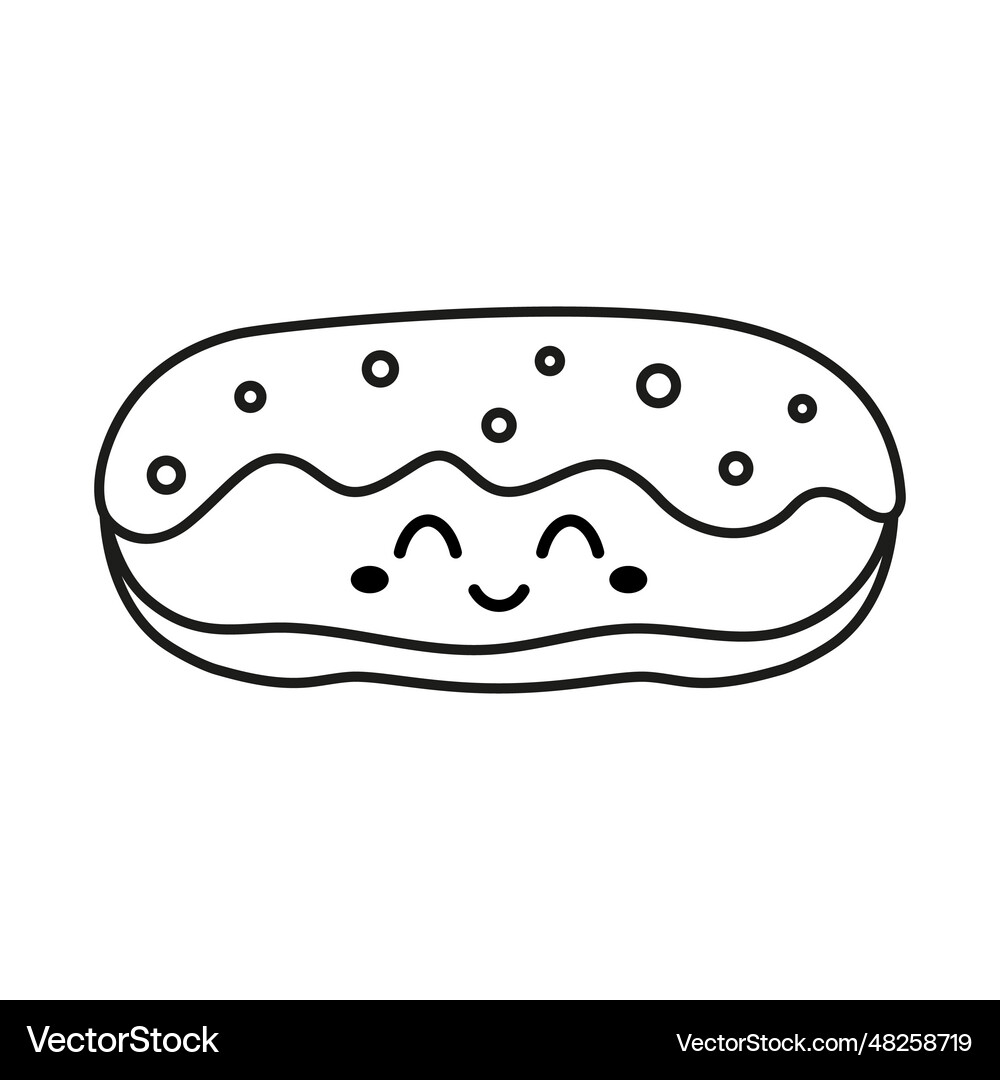 Flat of outline chocolate eclair Royalty Free Vector Image