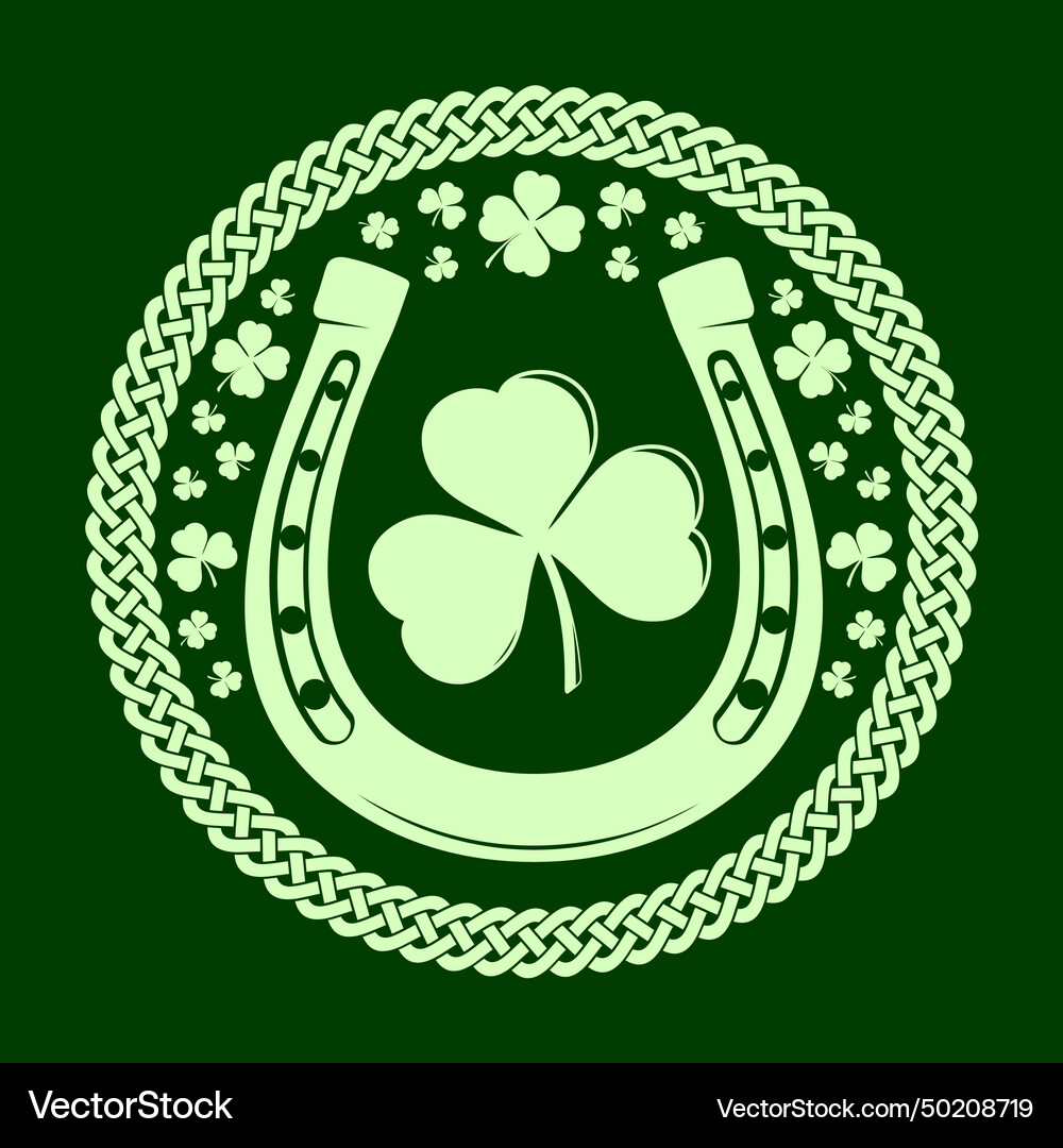 Shamrock clover and horseshoe Royalty Free Vector Image